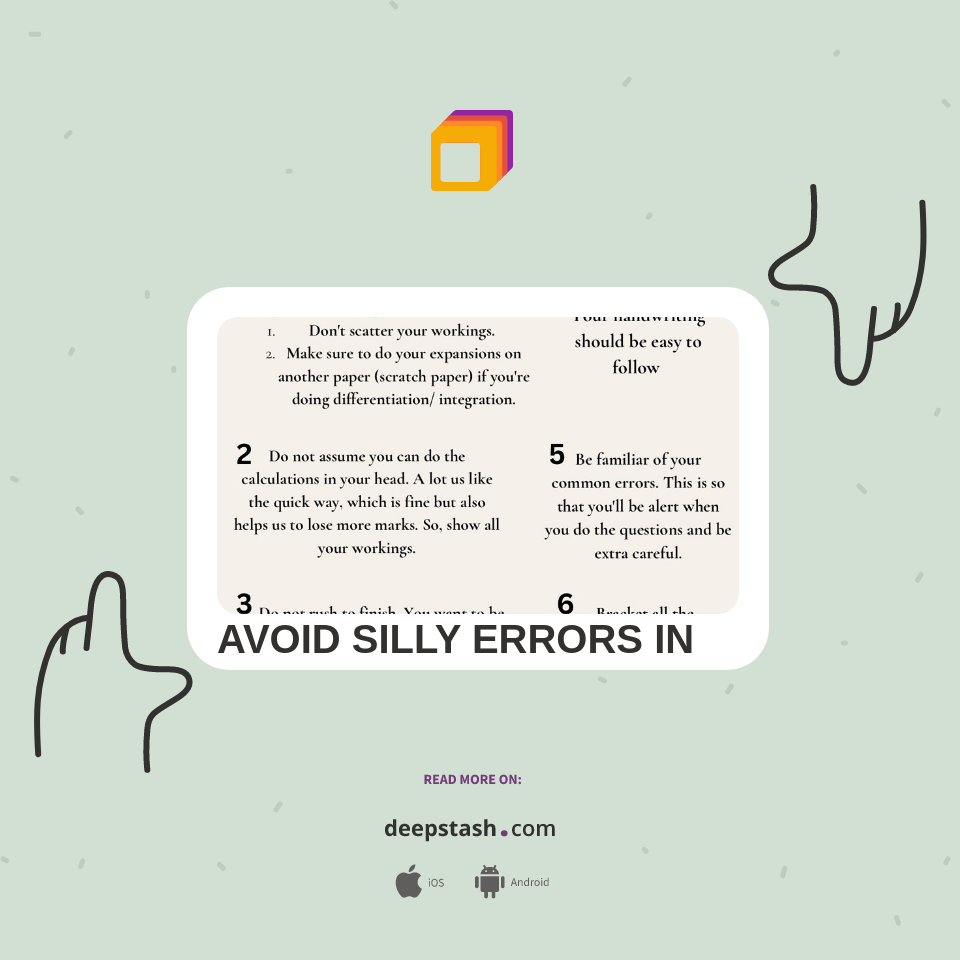 AVOID SILLY ERRORS IN EXAM - Deepstash