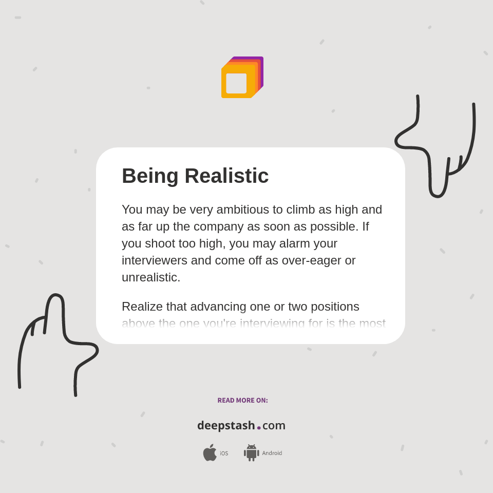 Being Realistic - Deepstash