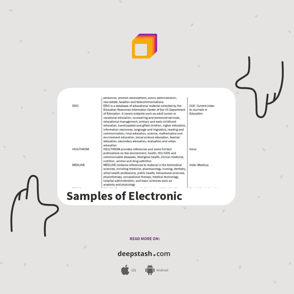 Samples of Electronic Databases - Deepstash