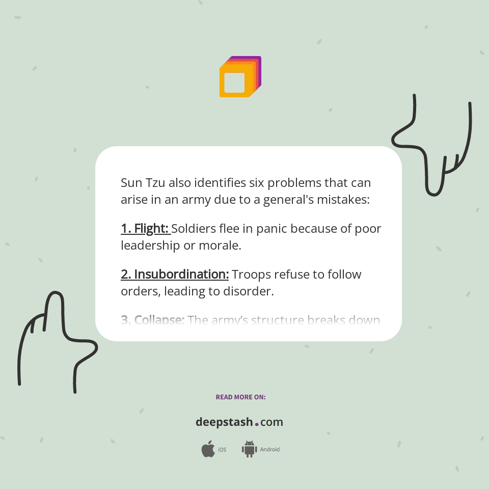 Sun Tzu also identifies six problems that can arise... - Deepstash