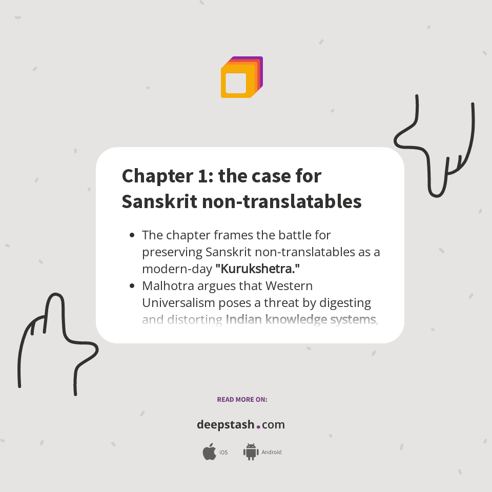 Chapter 1: the case for Sanskrit non-translatables - Deepstash