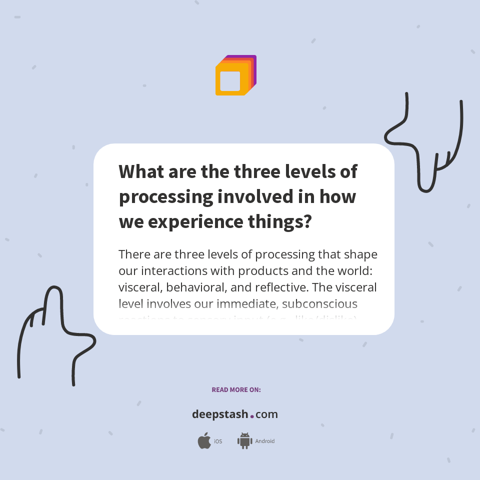 What are the three levels of processing involved in how we experience ...