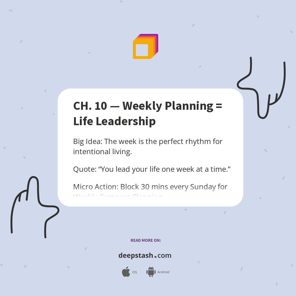 CH. 10 — Weekly Planning = Life Leadership - Deepstash