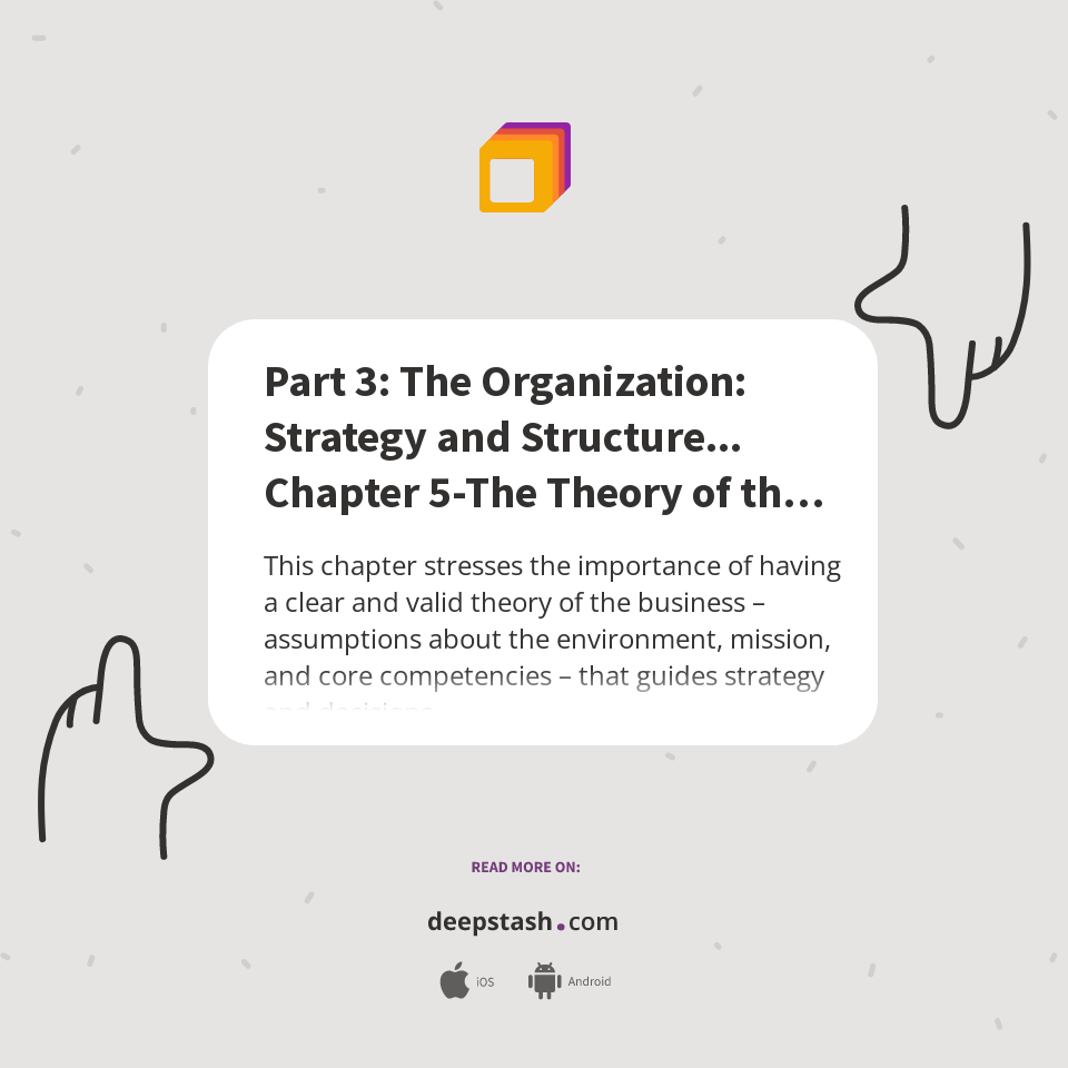Part 3: The Organization: Strategy and Structure... Chapter 5-The Theory of the Business - Deepstash