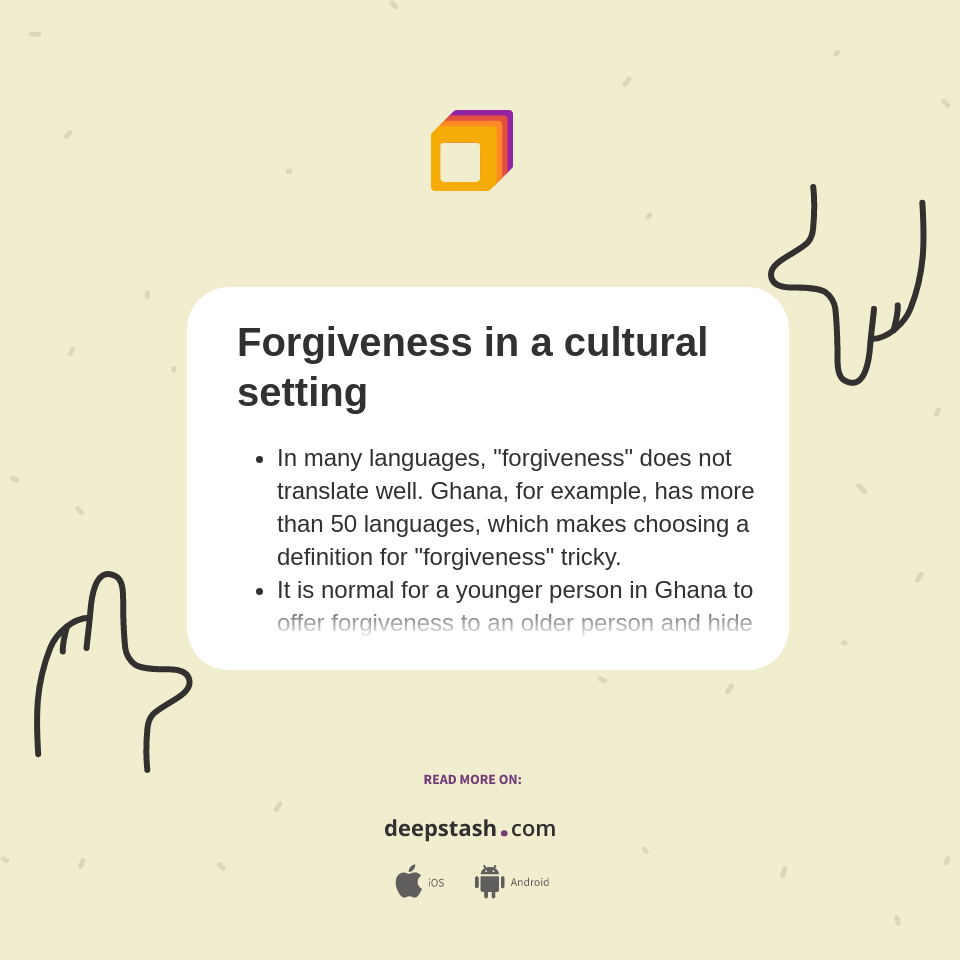 Forgiveness in a cultural setting - Deepstash