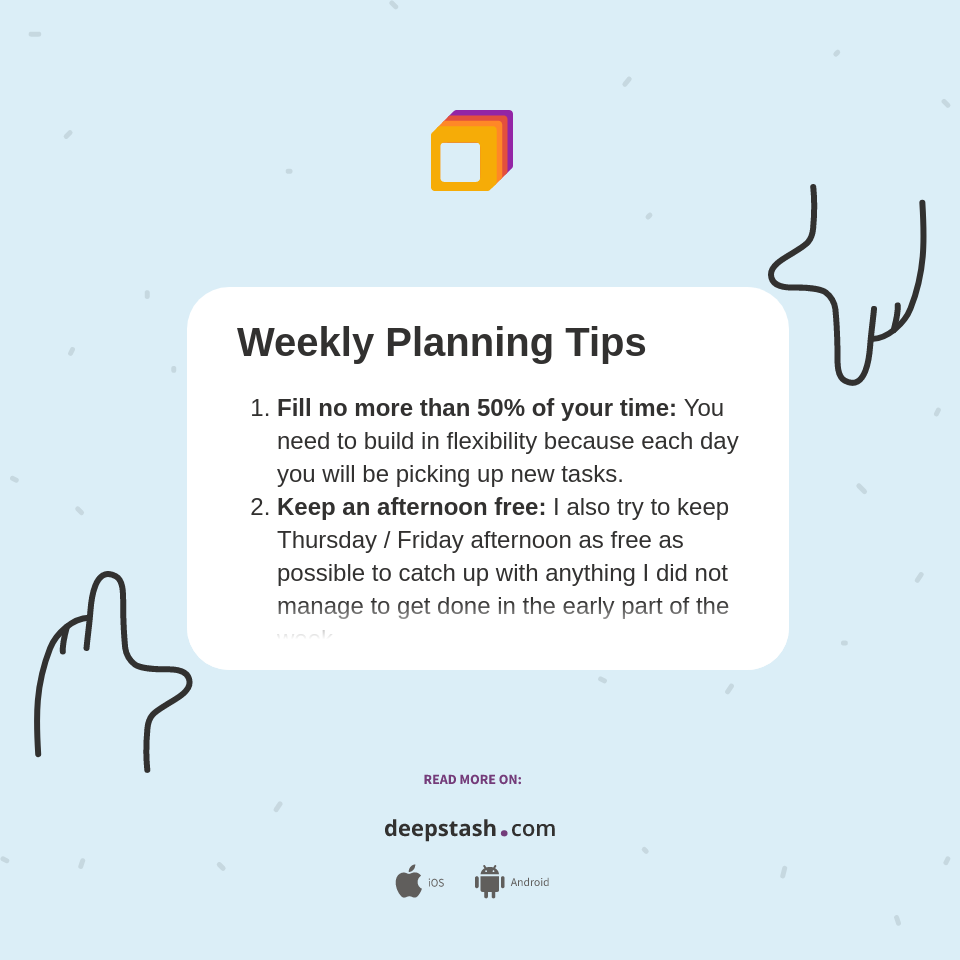 Weekly Planning Tips - Deepstash