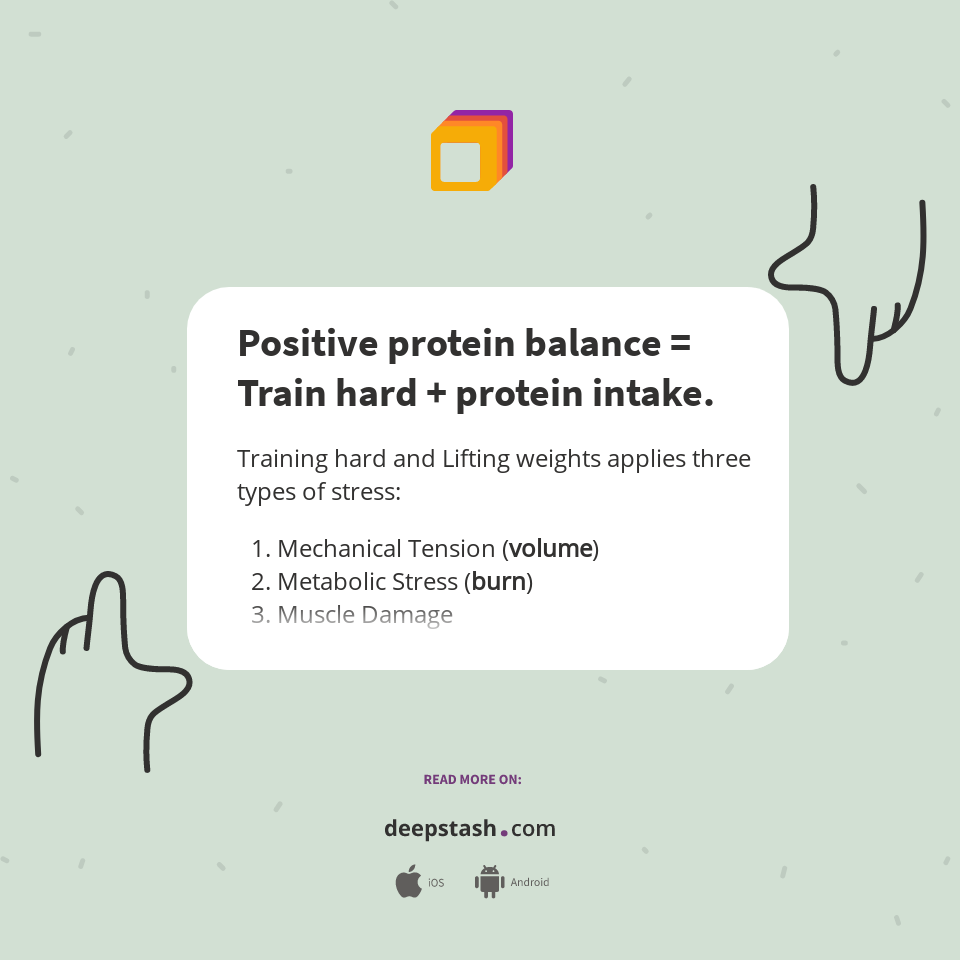 Positive protein balance = Train hard + protein intake. - Deepstash