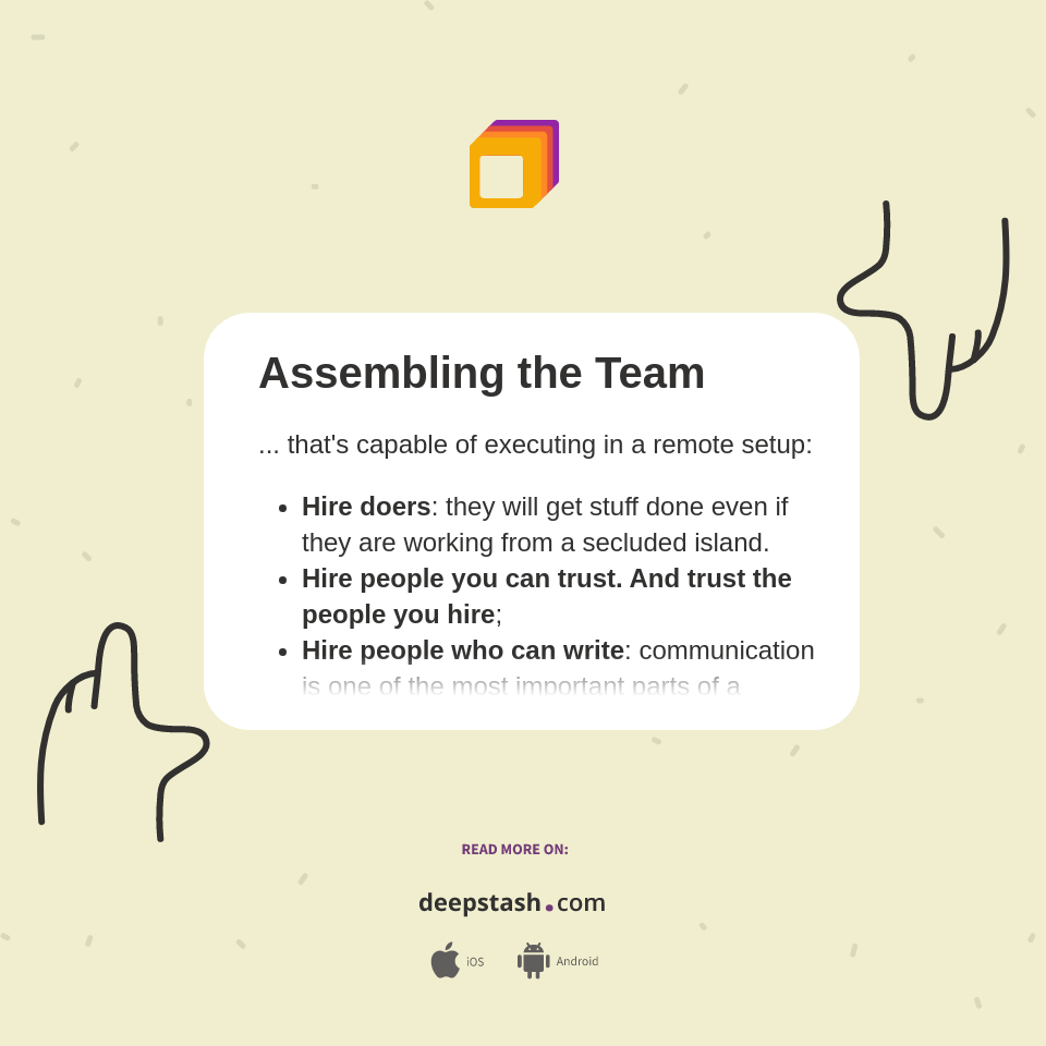 Assembling the Team - Deepstash