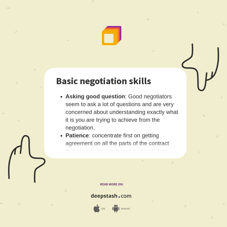 Basic negotiation skills - Deepstash