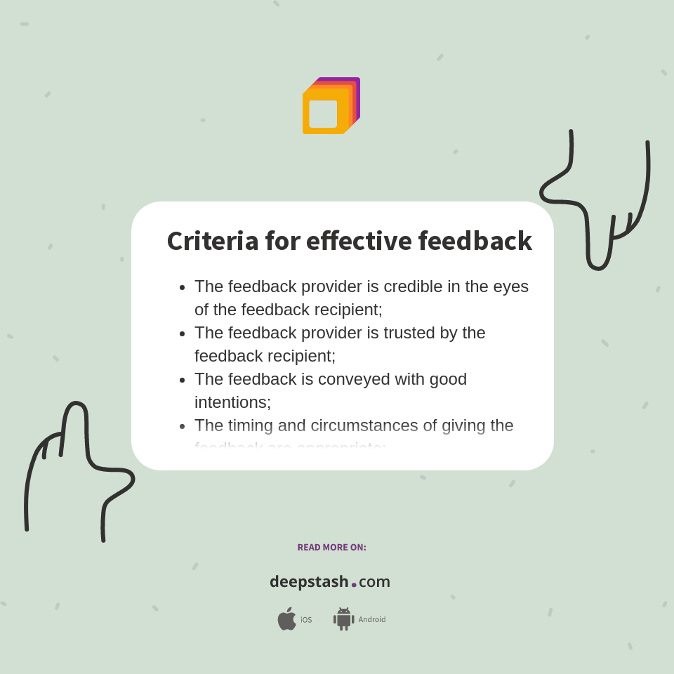 Criteria for effective feedback - Deepstash