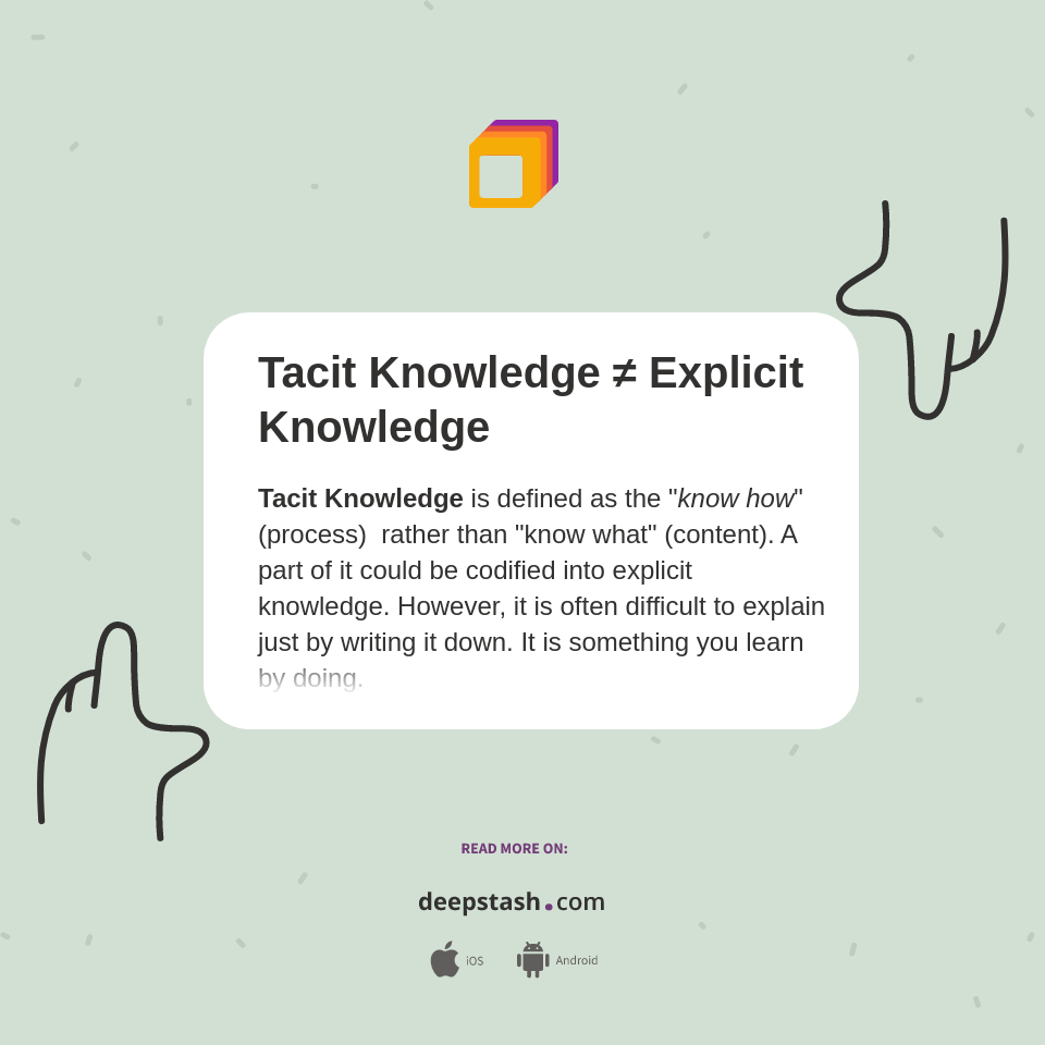 Tacit Knowledge ≠ Explicit Knowledge - Deepstash