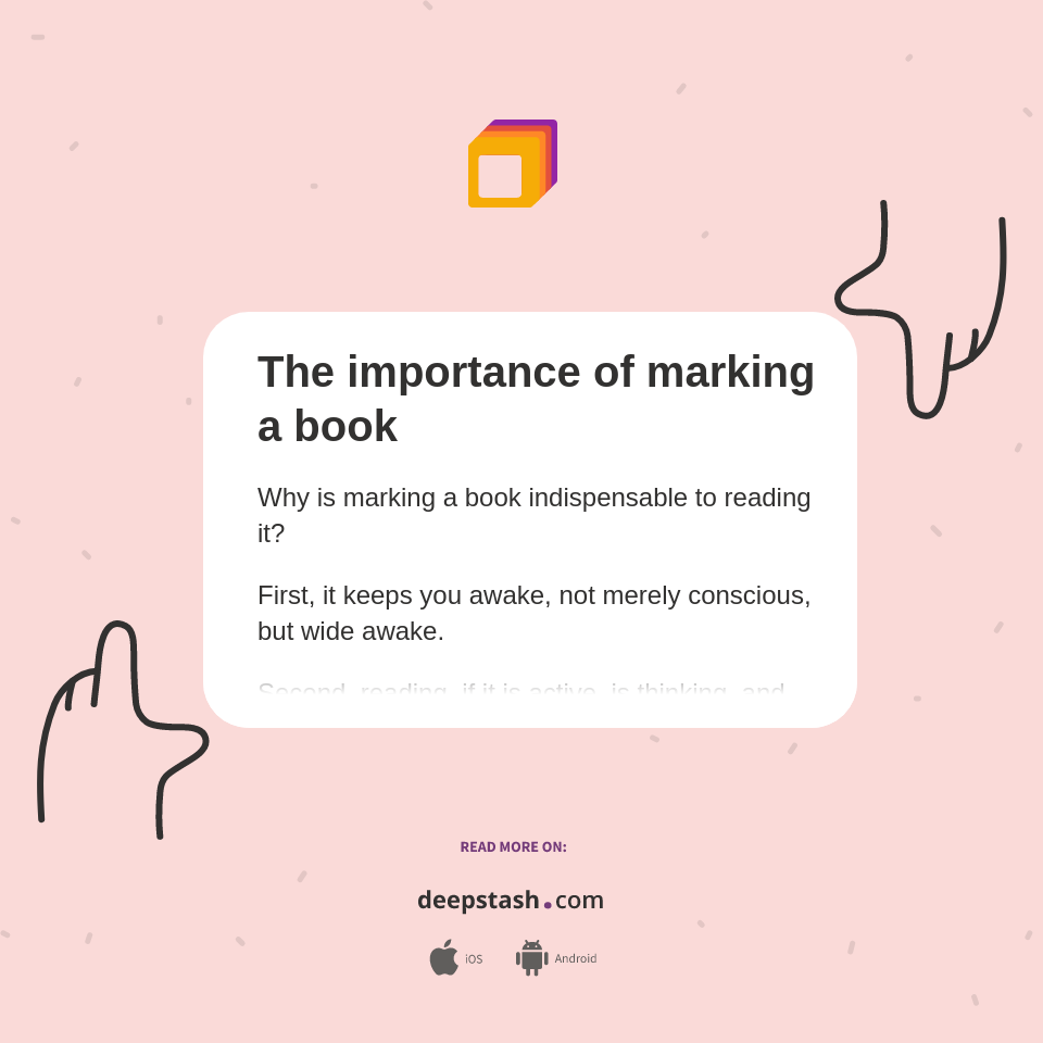 The importance of marking a book - Deepstash