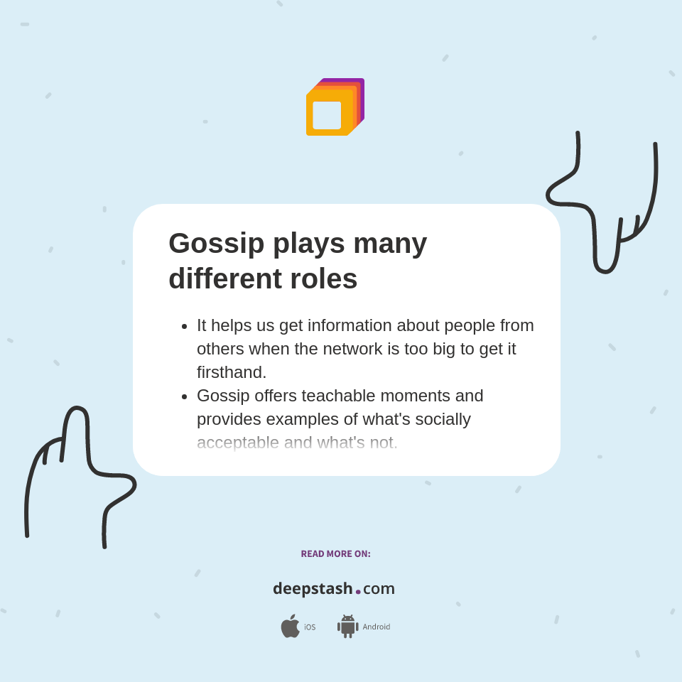 Gossip plays many different roles - Deepstash
