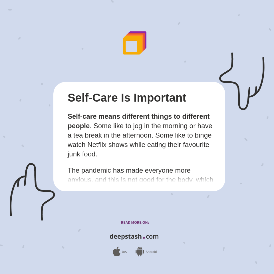 Self-Care Is Important - Deepstash