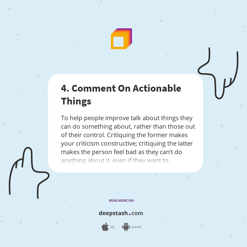 4. Comment On Actionable Things - Deepstash