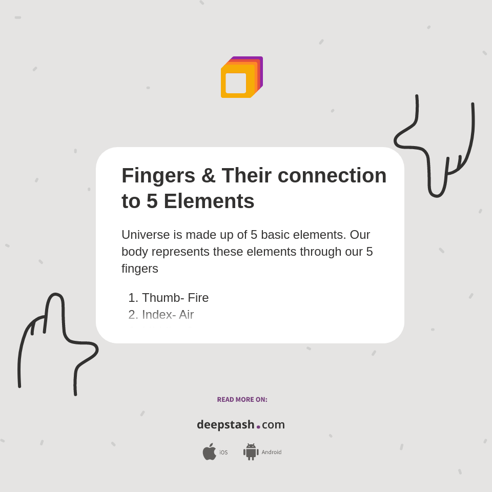 Fingers & Their connection to 5 Elements - Deepstash